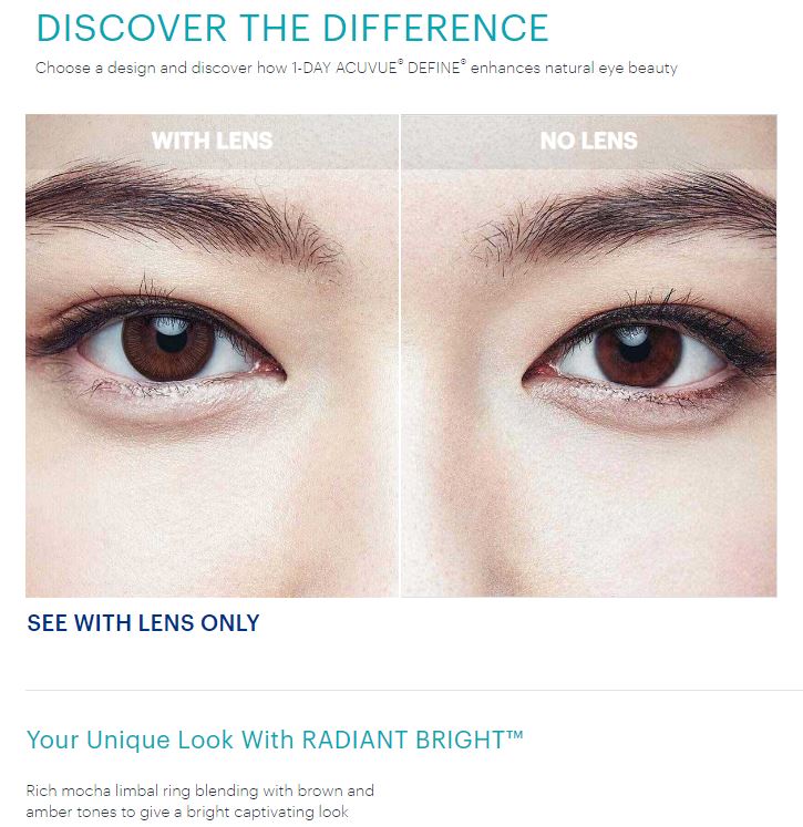 1-DAY ACUVUE define RADIANT BRIGHT 30 Pack – Buy your contacts